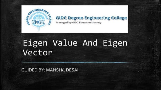 Eigenvalues and Eigenvectors | PPT | Physics | Science