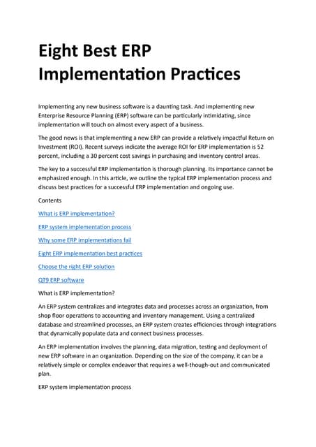 Essential Steps in ERP Implementation for Your Business | PDF