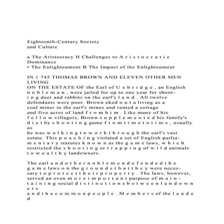 Eighteenth-Century Society and Culture a The Aristocracy.docx