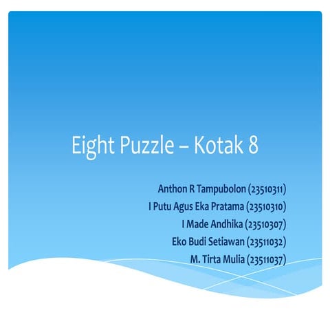 Eight puzzle kotak 8 - final | PPTX