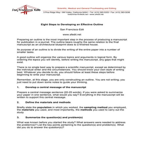 Eight steps to developing an effective outline | PDF