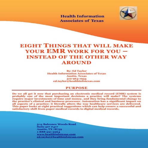 Eight things that will make your EMR work for you | PDF