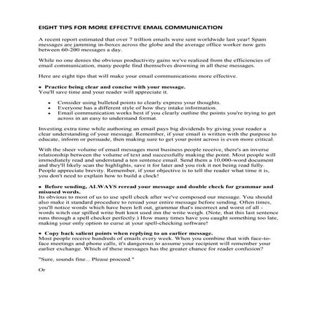 Eight tips for more effective email communication | DOCX