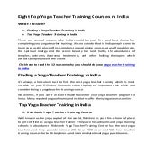Eight Top Yoga Teacher Training Courses in India
