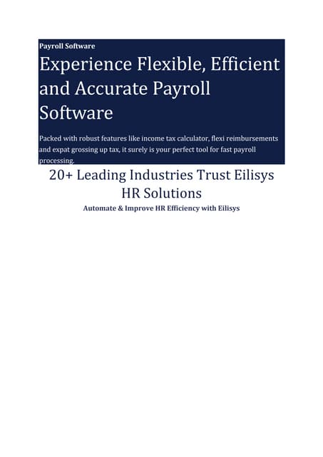 Revolutionize Employee Management with Advanced Payroll Software | PPT