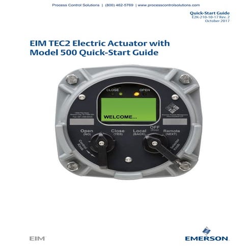 EIM TEC2 Electric Actuator with Model 500 Quick-Start Guide | PDF