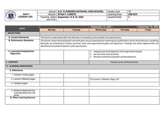 Lesson Plan / Lesson Exemplar Sample: Hierarchy of Needs | PDF