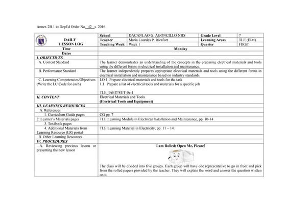 DLL-eim9-10_week 1-a.docx | Educational Assessment | Education