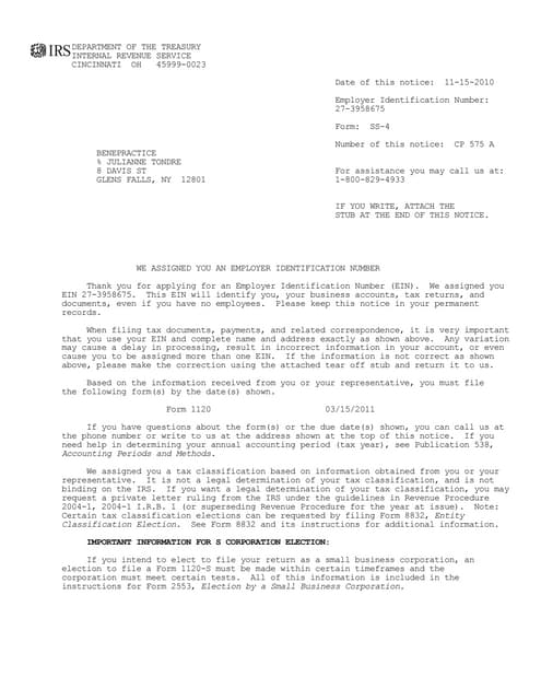 EIN Assignment Letter | PDF