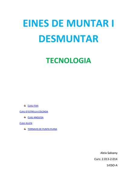 #ProjecteCatapulta - Pòster eines i elements del taller | PPT