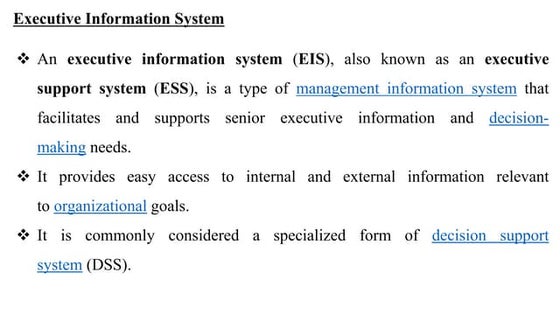 Executive Support System (ESS) | PPTX | Computing | Technology & Computing
