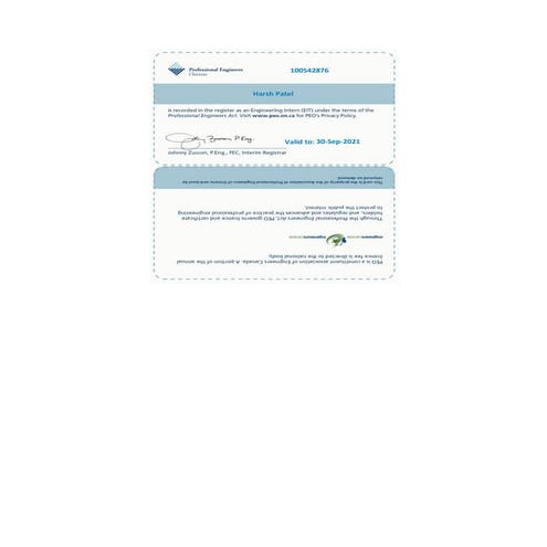 EIT - Engineer In Training Membership Card | PDF