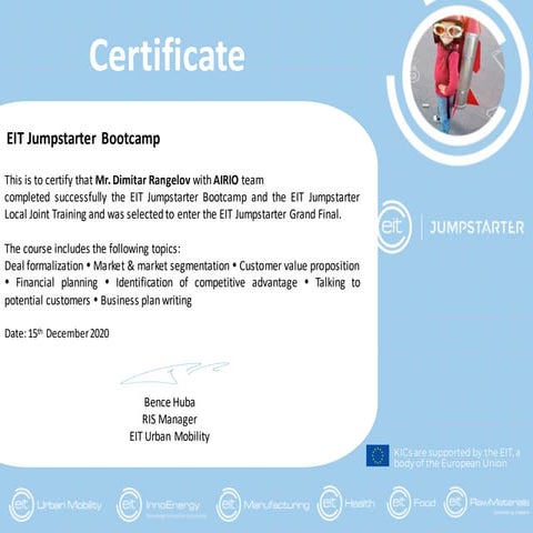 Eit jumpstart certificate - Dimitar Rangelov | PDF