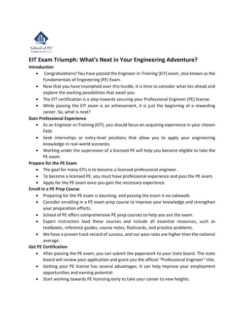 A Case for Early FE Exam Participation in Civil Engineering | DOCX ...