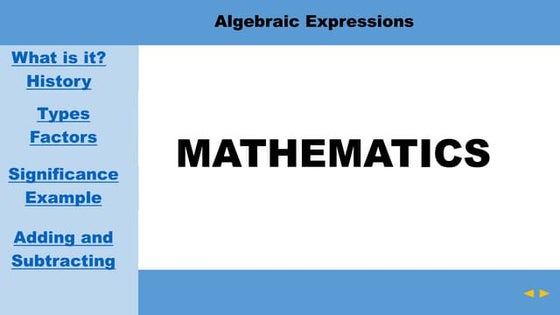 GRADE 7 Algebraic Expressions PowerPoint | PPTX