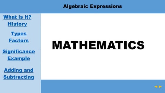 GRADE 7 Algebraic Expressions PowerPoint | PPTX