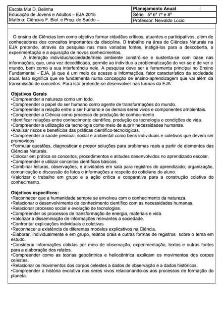 RELATÓRIO DA EJA- DORALICE DOURADO | PDF