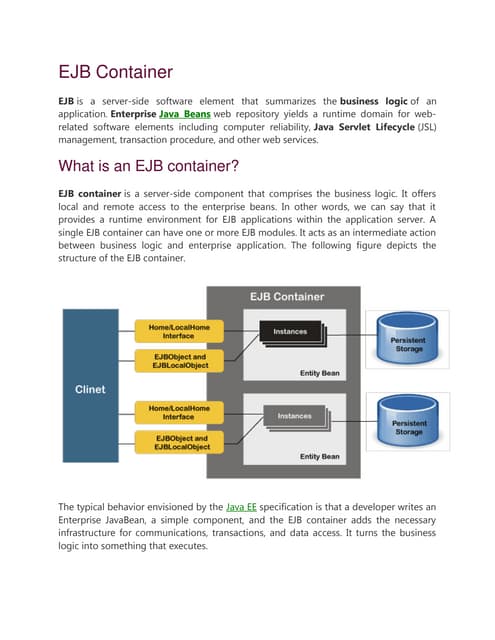 EJB Container Using in Java Bean process | DOCX EJB Container Using in Java Bean process | DOCX