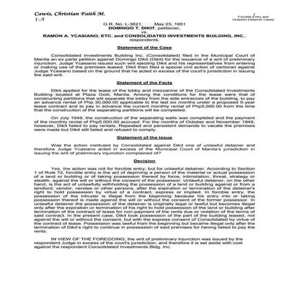 Ejectment Case Digests | DOC