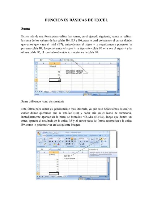 Operaciones Basicas En Excel Suma Resta Multiplicacion Y SUMAR Y