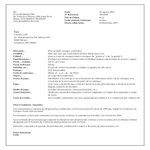Ejemplo de factura pro forma completa | DOCX