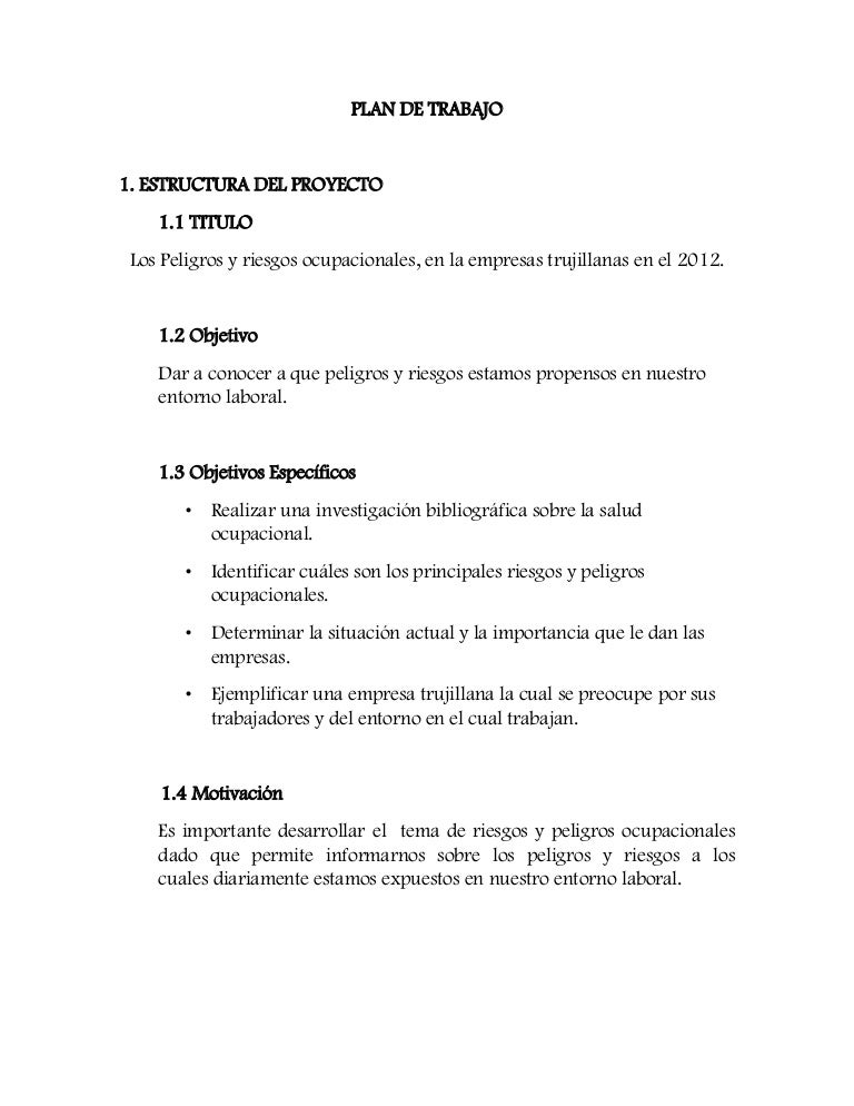 Modelo De Un Plan De Trabajo