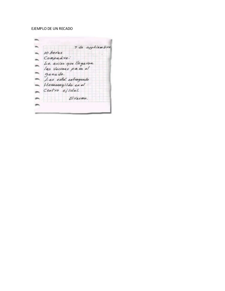 ejemplo de un recado