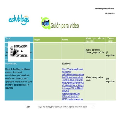 Ejemplo guion video | DOC