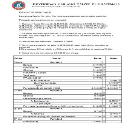 Ejemplo De Libro Mayor