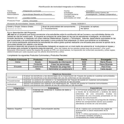 Ejemplo Modelo Planificacion PBL | PDF