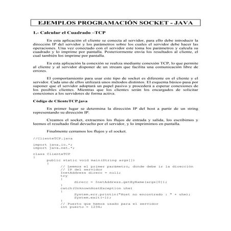 Ejemplos programacion socket java | PDF