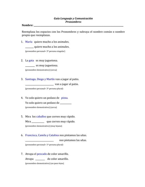 Guia pronombres personales | PDF