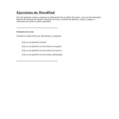 Ejercicio word pad | RTF