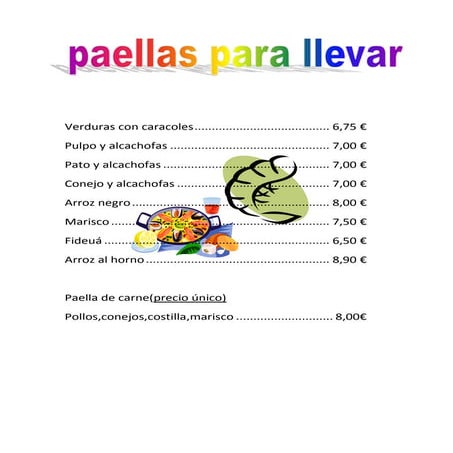 Spanish Menu Project Template