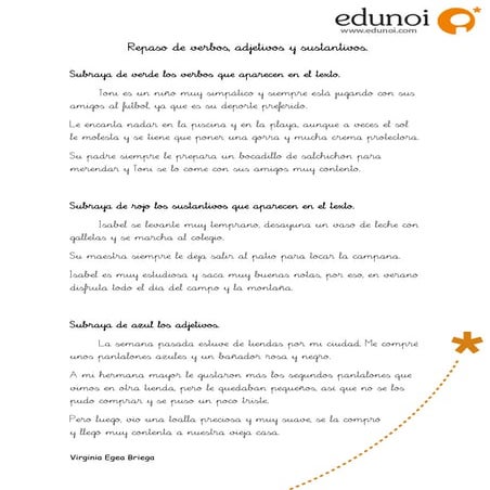 Sustantivos Verbos Adjetivos Adverbios Hojas De Trabajo