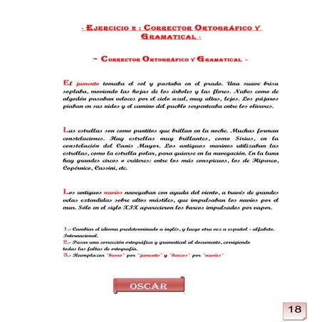 Ejercicio 1 corregir ortografía y gramática | DOC