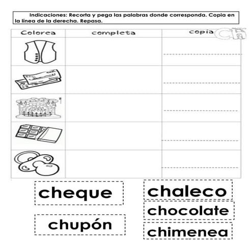 Hojas De Trabajo De Ch Para Primer Grado Fichas De Actividad Con Las