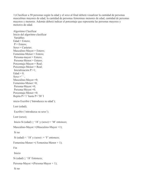 Ejercicios de todas las estructuras | DOCX