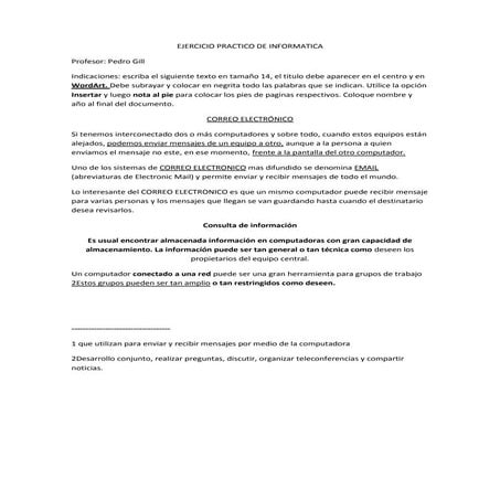 Ejercicio practico de informatica | DOCX