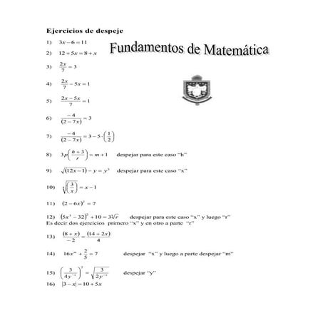 Ejercicios de-despeje | DOCX