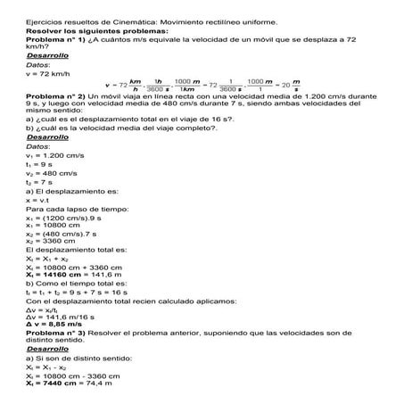PROBLEMAS DE M.R.U. | PDF
