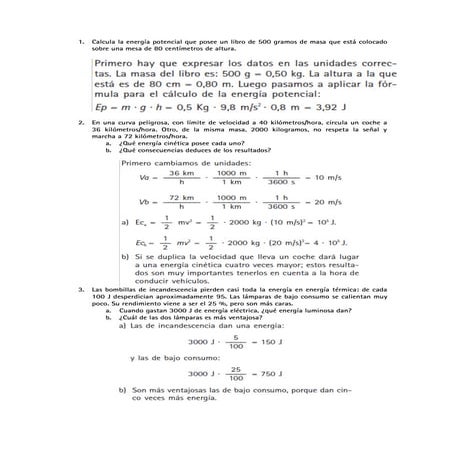 Hojas De Trabajo De Energía Cinética Y Potencial Para Sexto Grado