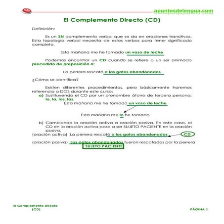Pronombres de complemento directo e indirecto | PDF