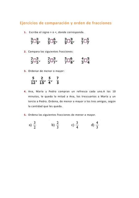 Hojas De Trabajo Para Comparar Y Ordenar Números Racionales