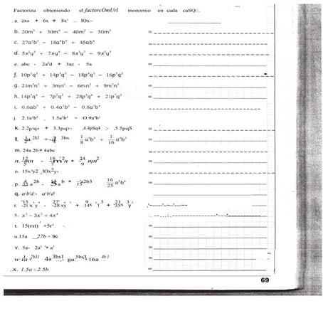 Ejercicios de factor comun | PDF