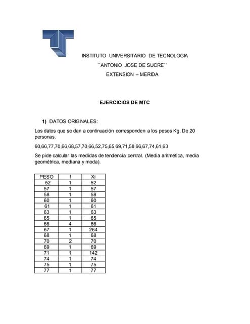 Medidas de tendencia central | PDF
