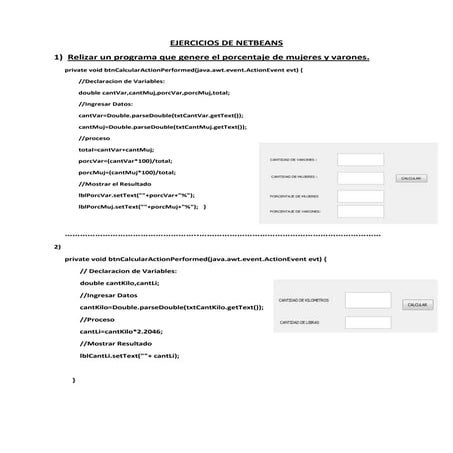 Ejercicios de netbeans | PDF