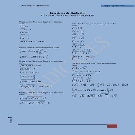 Ejercicios de radicales | PDF