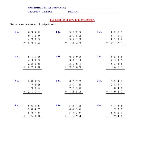 Ejercicios de sumar | PDF