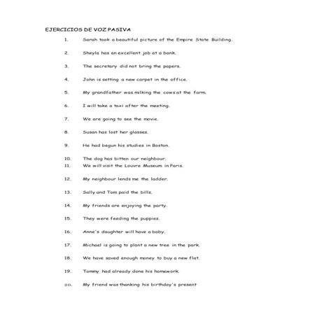 Ejercicios de voz pasiva | DOCX